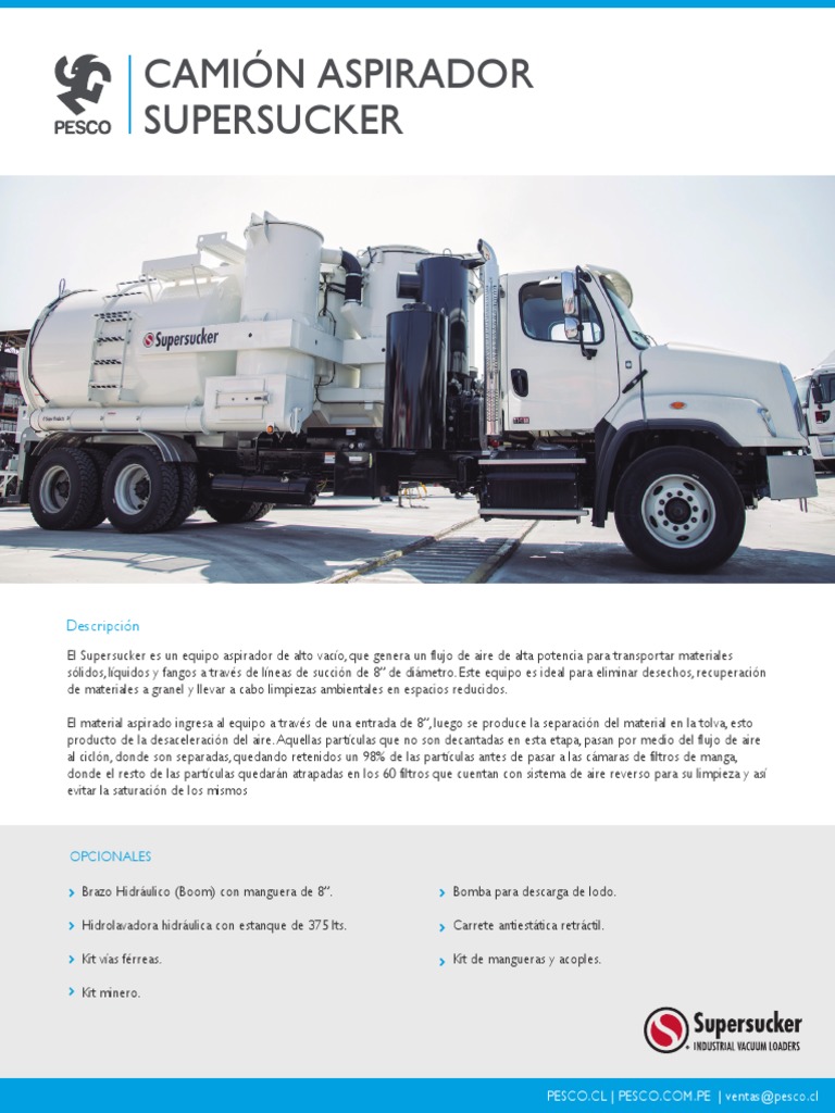 Camión Aspirador Supersucker Industrial | PDF | Aspiradora | Bomba