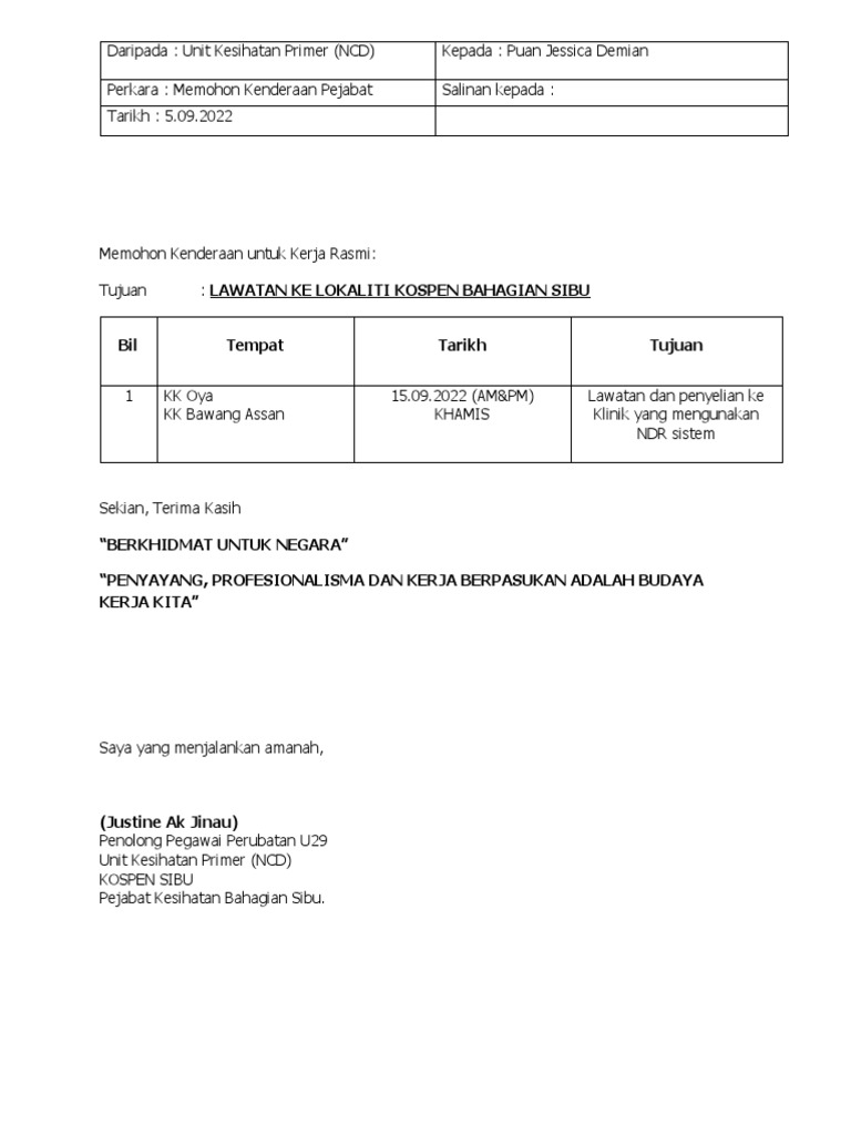 Surat Permohonan Driver | PDF