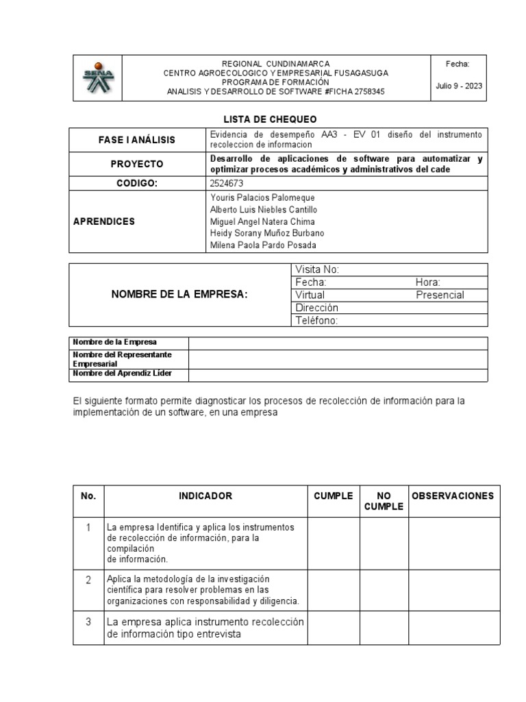 Lista de Chequeo Desarrollo de Sofware | PDF | Software | Ingeniería de ...