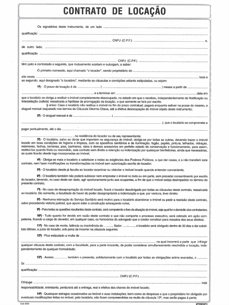 Contrato de Locação para Imprimir | PDF
