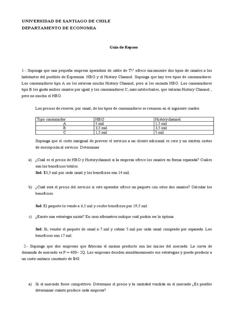 Guía de Ejercicios Examen Final | PDF | Monopolio | Mercado (economía)