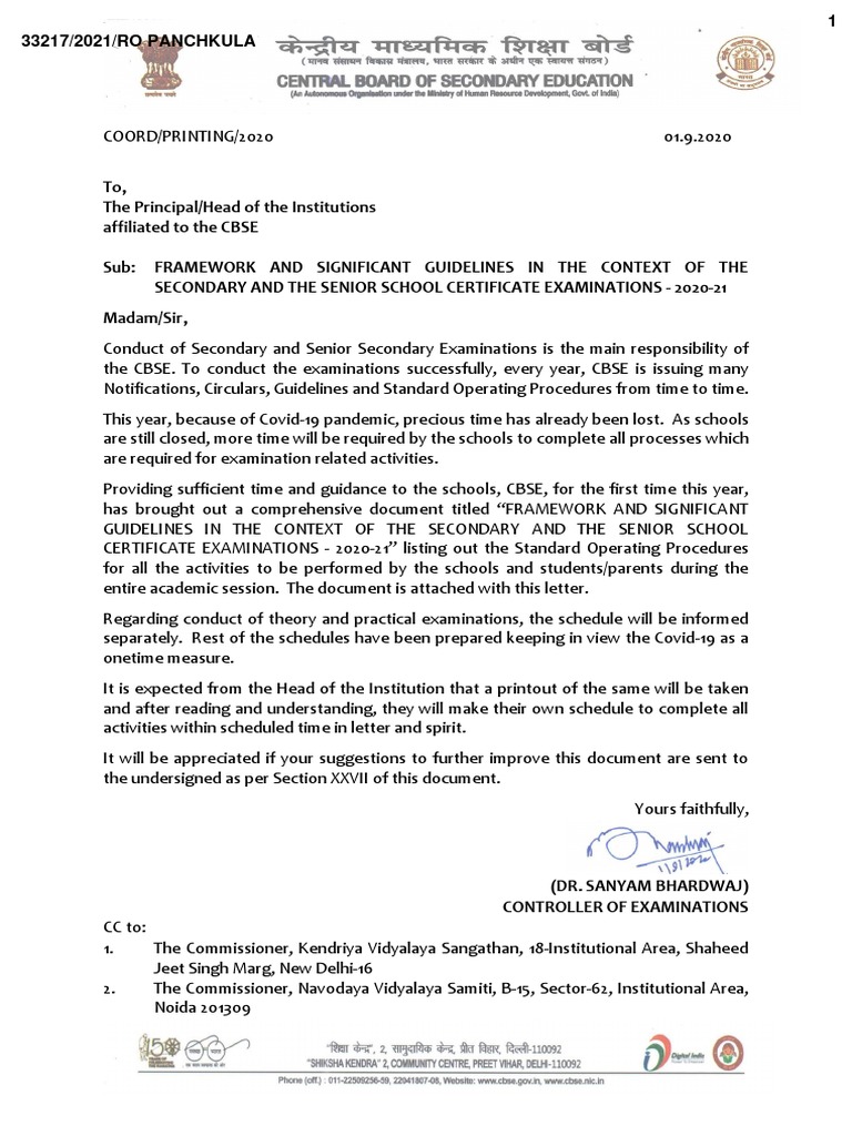 SOP - Guidelines - Circular For Permission in Class X - XII - 2020-21 ...