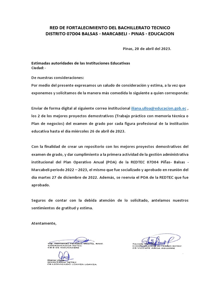 Solicitud de Proyectos para REDTEC 07D04 | PDF | Crecimiento personal y ...