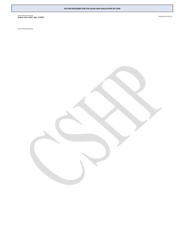 CSHP Application Form 1A-2023 | PDF