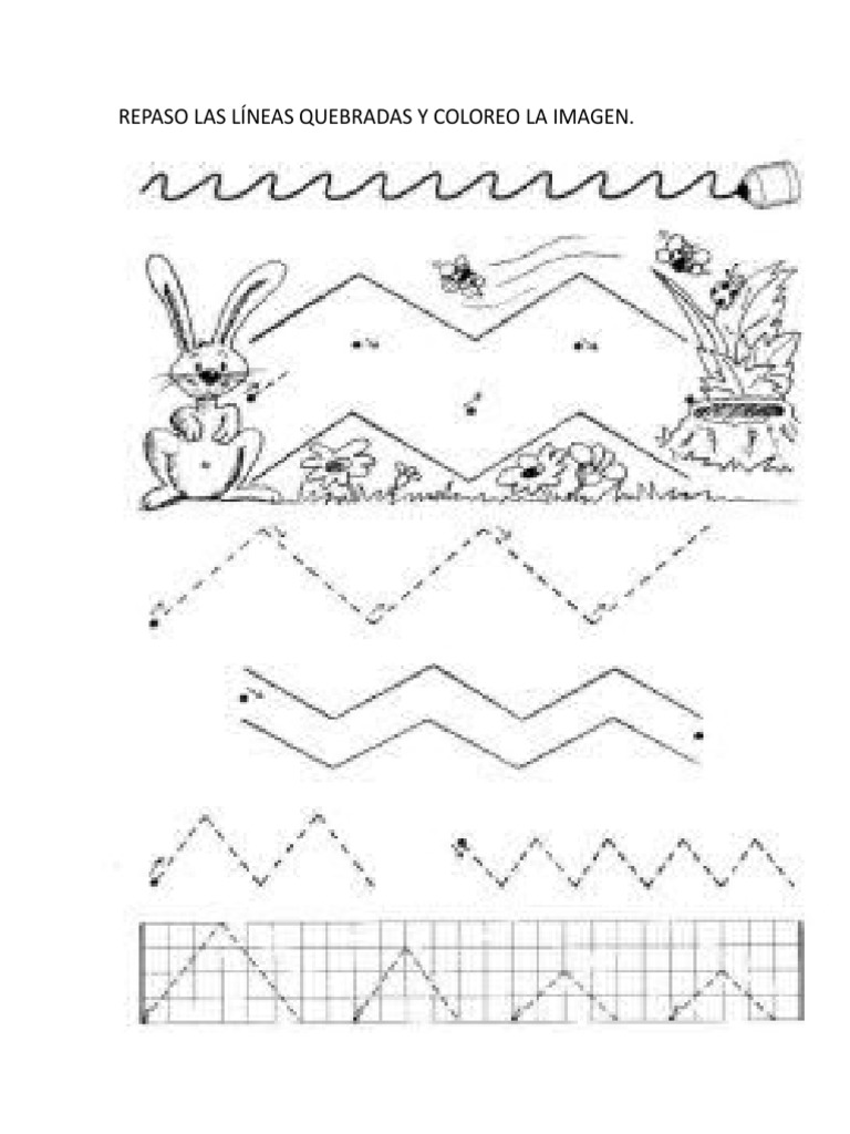 Repaso Las Líneas Quebradas y Coloreo La Imagen | PDF