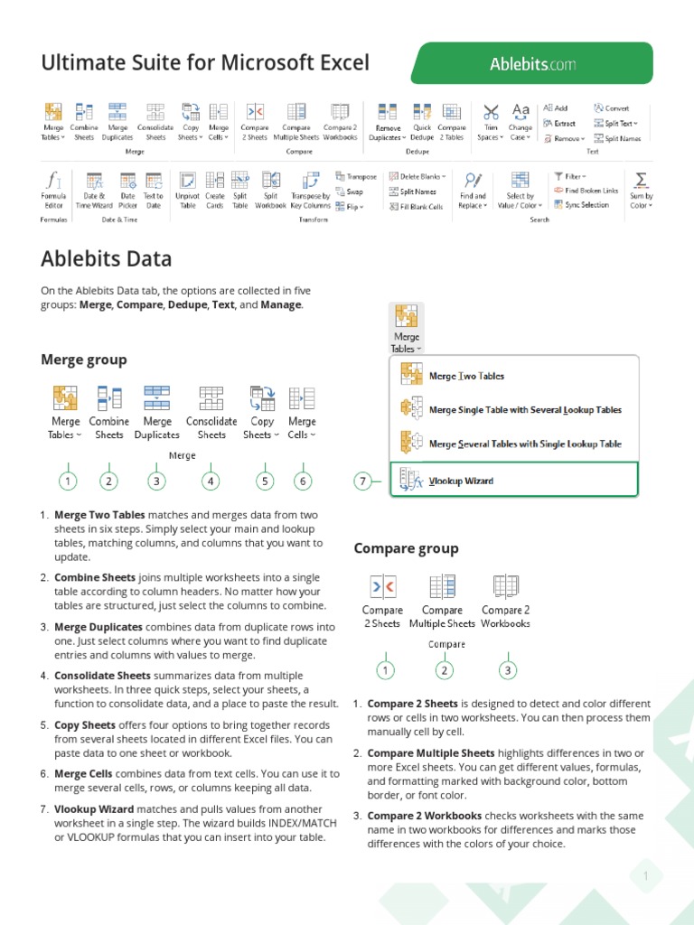 Ultimate Suite Cheat Sheet | PDF | Microsoft Excel | Worksheet