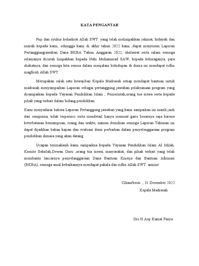 KATA PENGANTAR LPJ Jadi | PDF