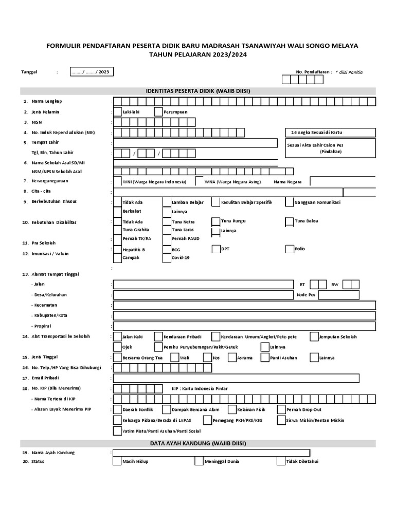 Formulir-PPDB-2023 MTs | PDF