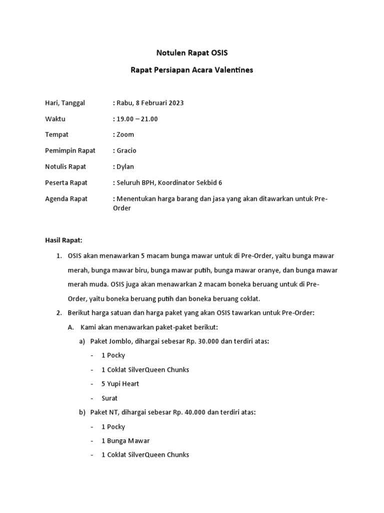 Notulen Rapat OSIS 8 Februari 2023 | PDF | Griya & Taman | Seni