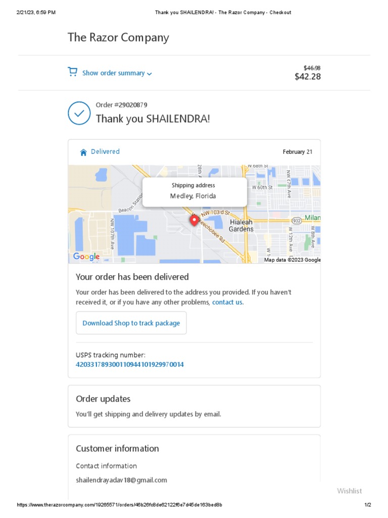 Thank You SHAILENDRA! - The Razor Company - Checkout | PDF | Public ...