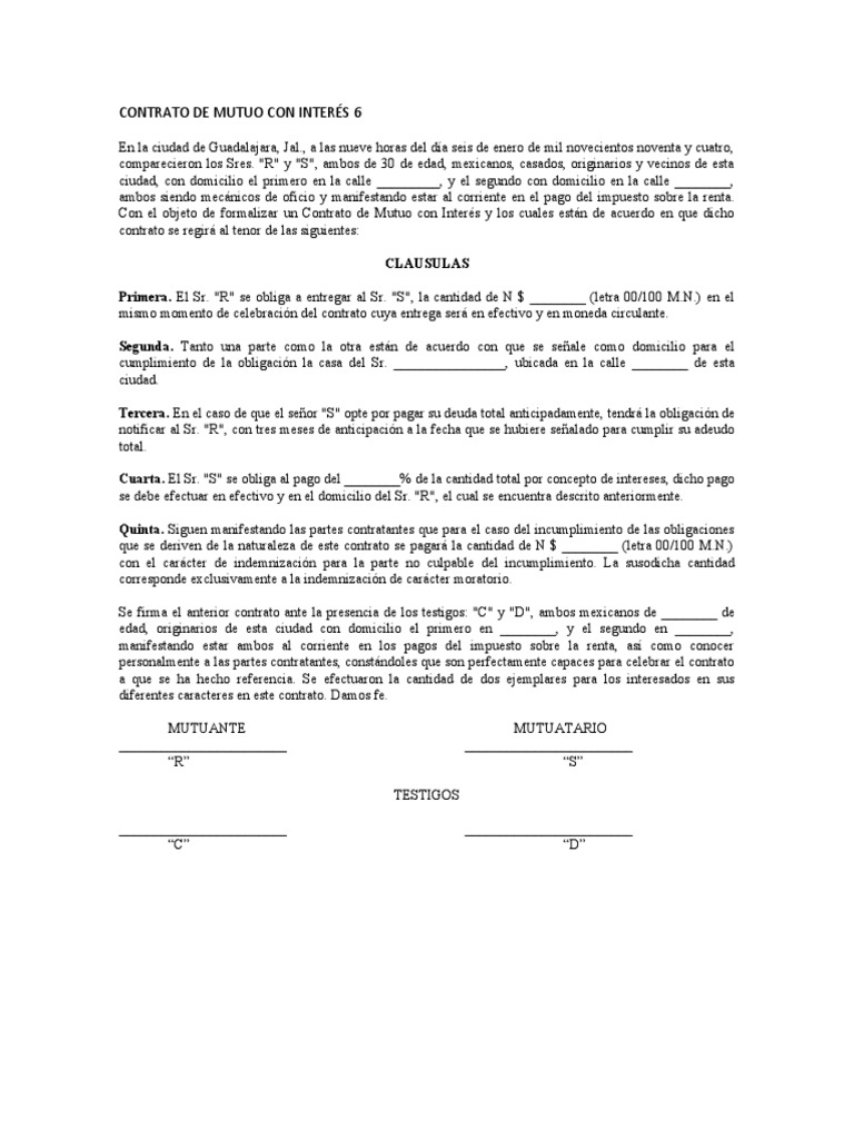 Contrato de Mutuo Con Interés 6 | PDF