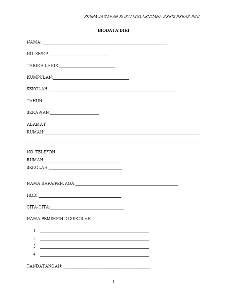 Buku Log Lencana Keris Perak (Skima Jawapan) | PDF