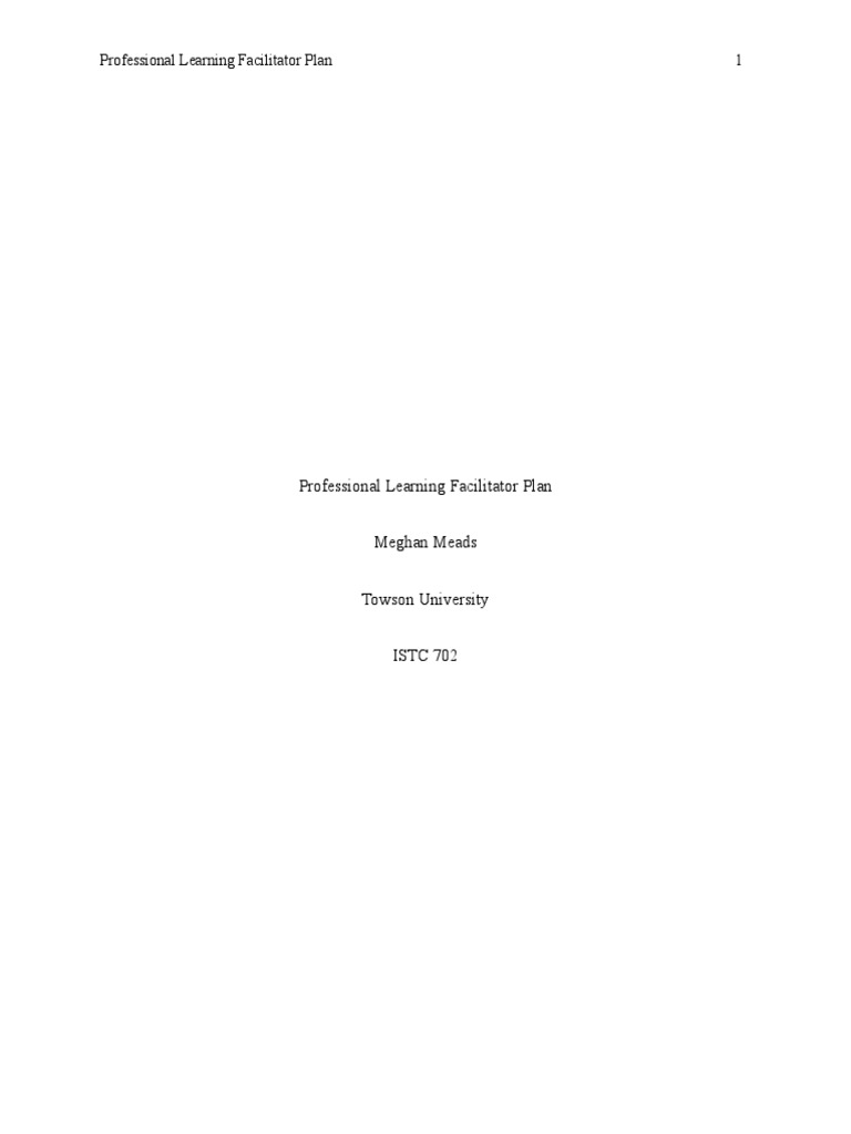 Professional Learning Facilitator Plan | PDF | Teachers | Learning