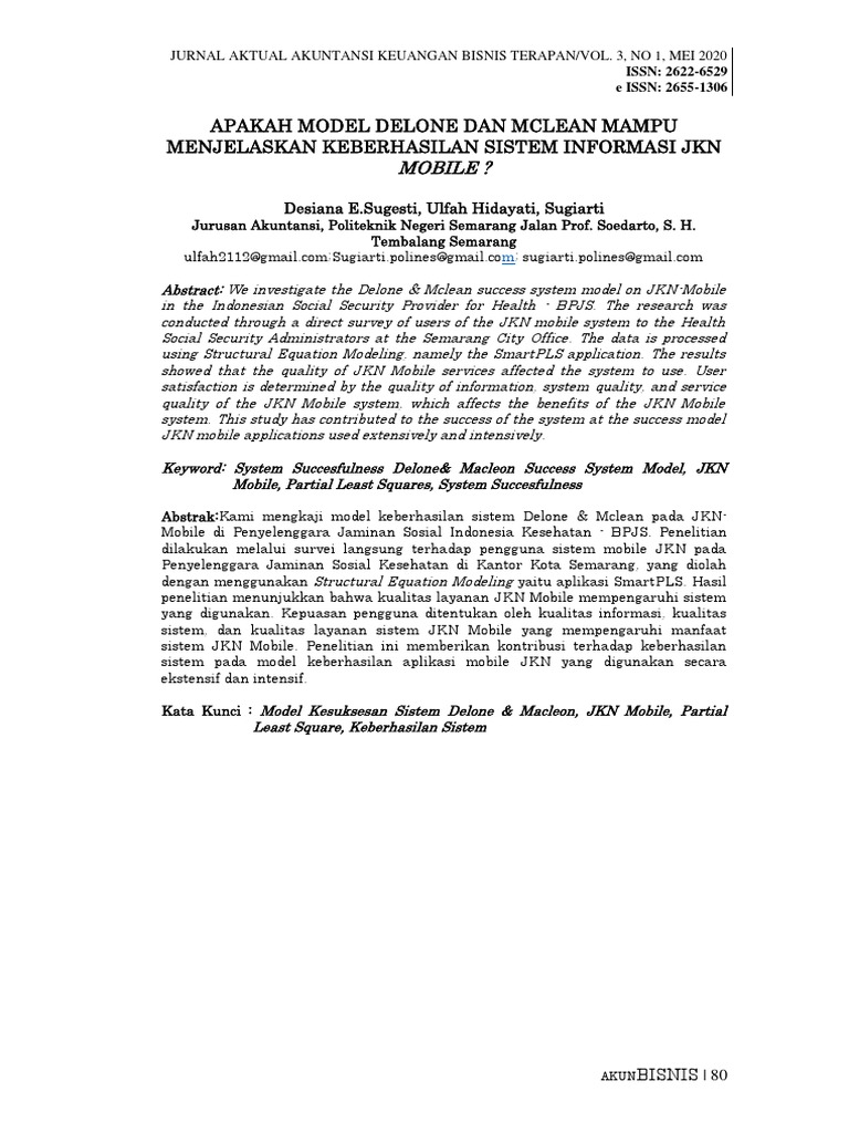 Apakah Model Delone Dan Mclean Mampu Menjelaskan K | PDF