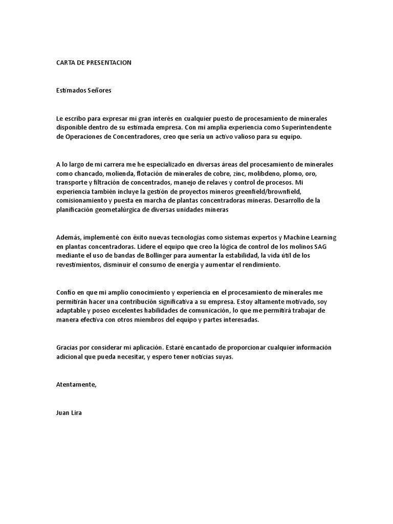 Carta de Presentacion | PDF