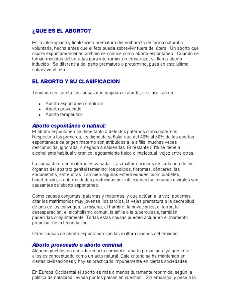 Aborto | PDF | El embarazo | Aborto espontáneo