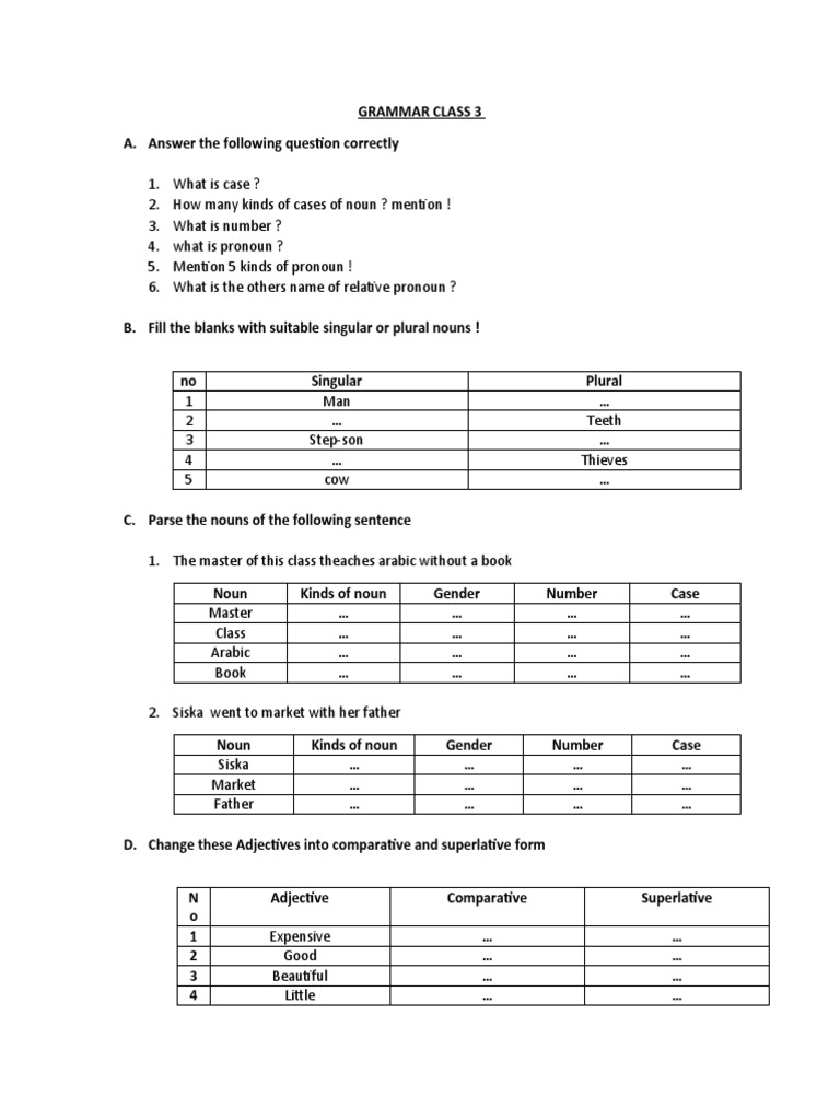 Grammar Class 3 | PDF
