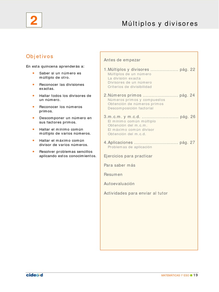 2.-Múltiplos y Divisores | PDF | División (Matemáticas) | Número primo