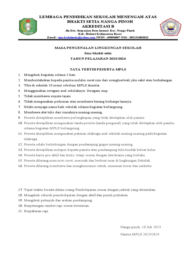 Tata Tertib Peserta MPLS 1 | PDF | Karier & Perkembangan | Gaya Hidup