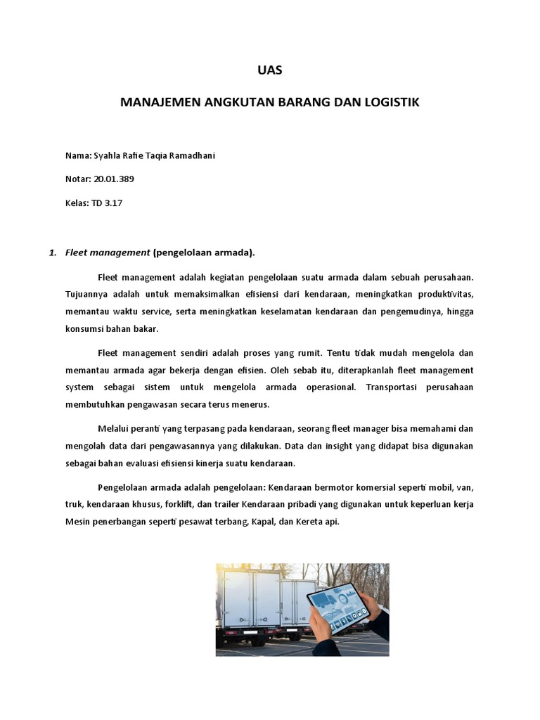 TD 3.17 - 21 - Syahla Rafir TR - Uas Logistik | PDF | Teknologi & Rekayasa