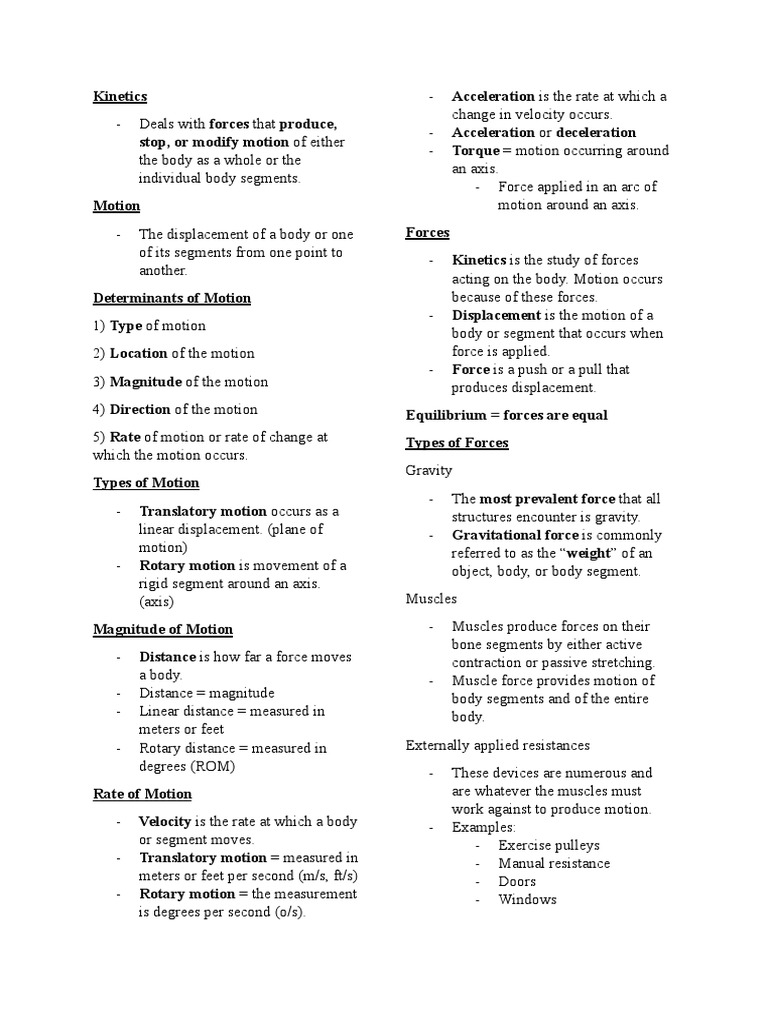 Anakines Lec Kinetics Reviewer | PDF