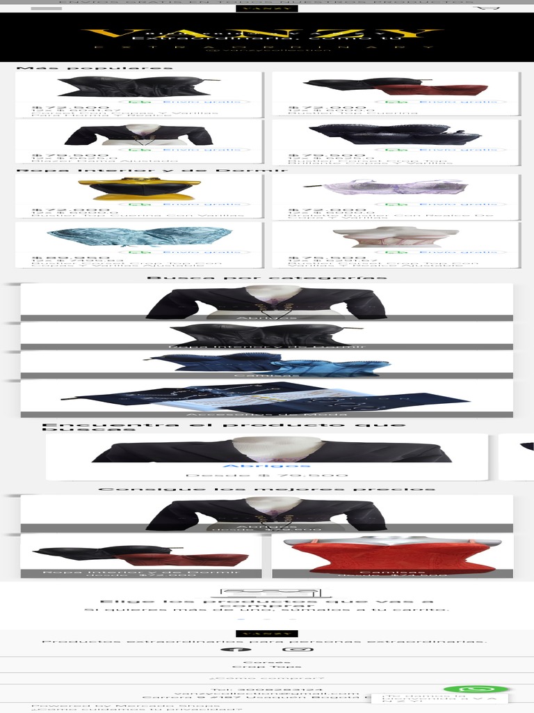 VANZY COLLECTION Tienda Online | PDF | Apariencia humana | Lencería