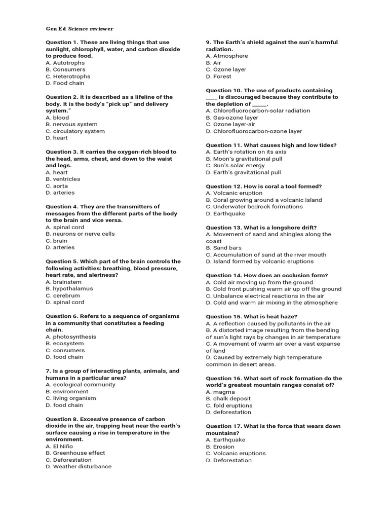 Gen Ed Science Reviewer | PDF | Atmosphere Of Earth | Earth
