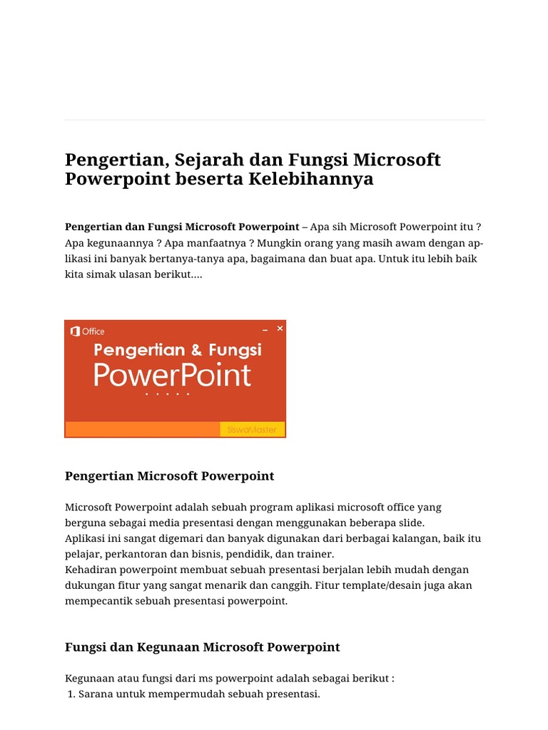 Pengertian dan Fungsi Microsoft PowerPoint | PDF