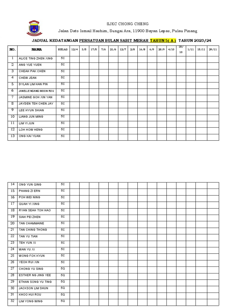 Jadual Kedatangan Murid 2023/24 | PDF