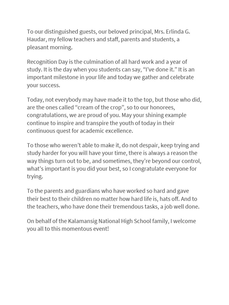 Opening Remarks-Recognition Day | PDF