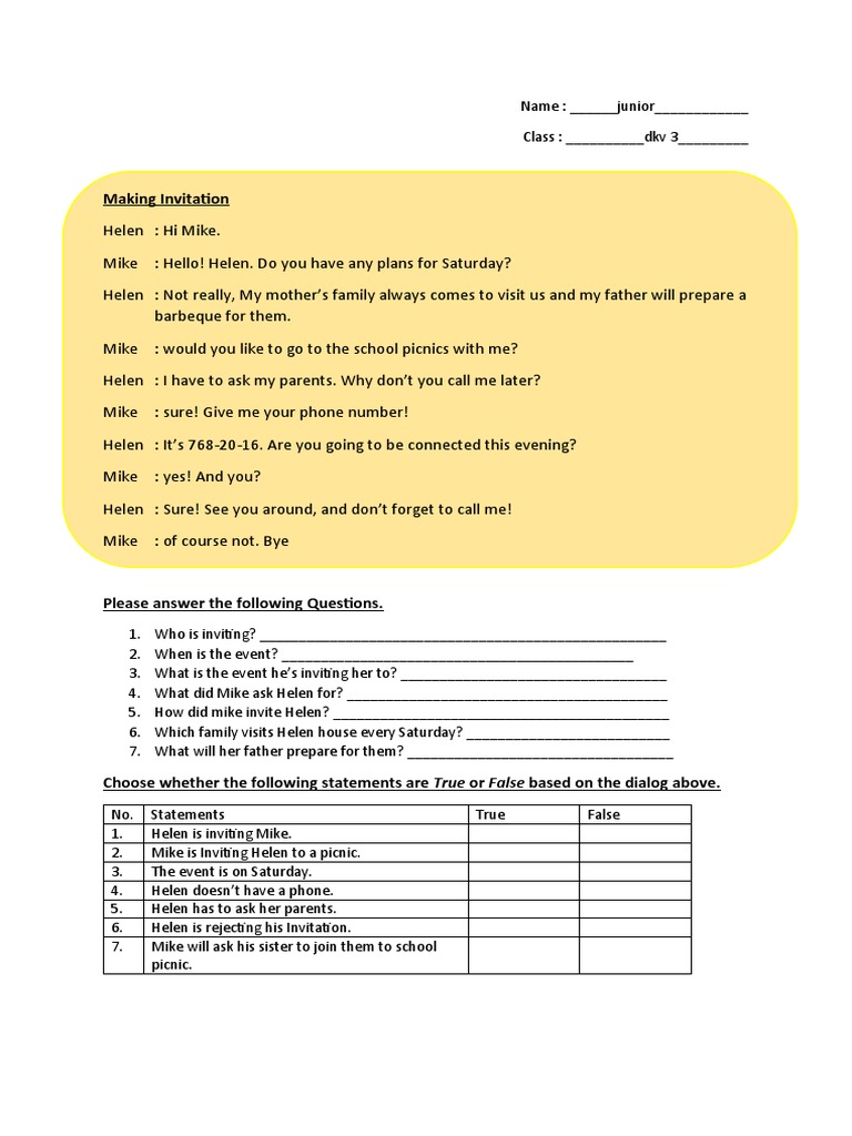 EXERCISE 1 EXPRESSING INVITATION 1 | PDF