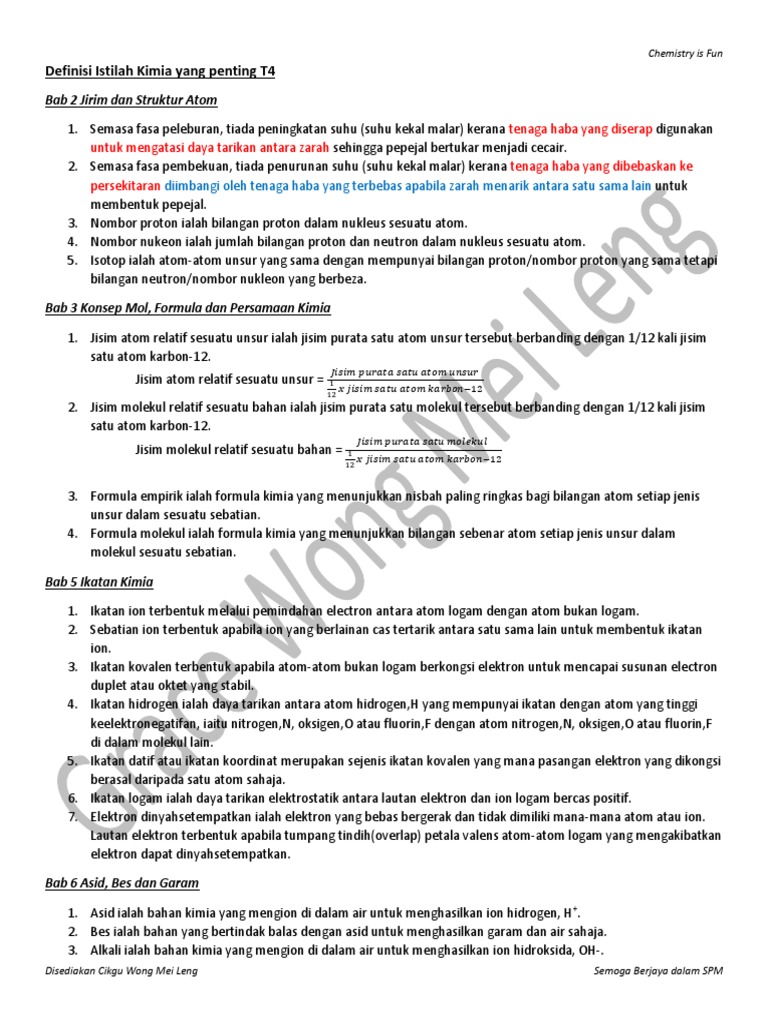 Definisi Istilah Kimia T4 | PDF