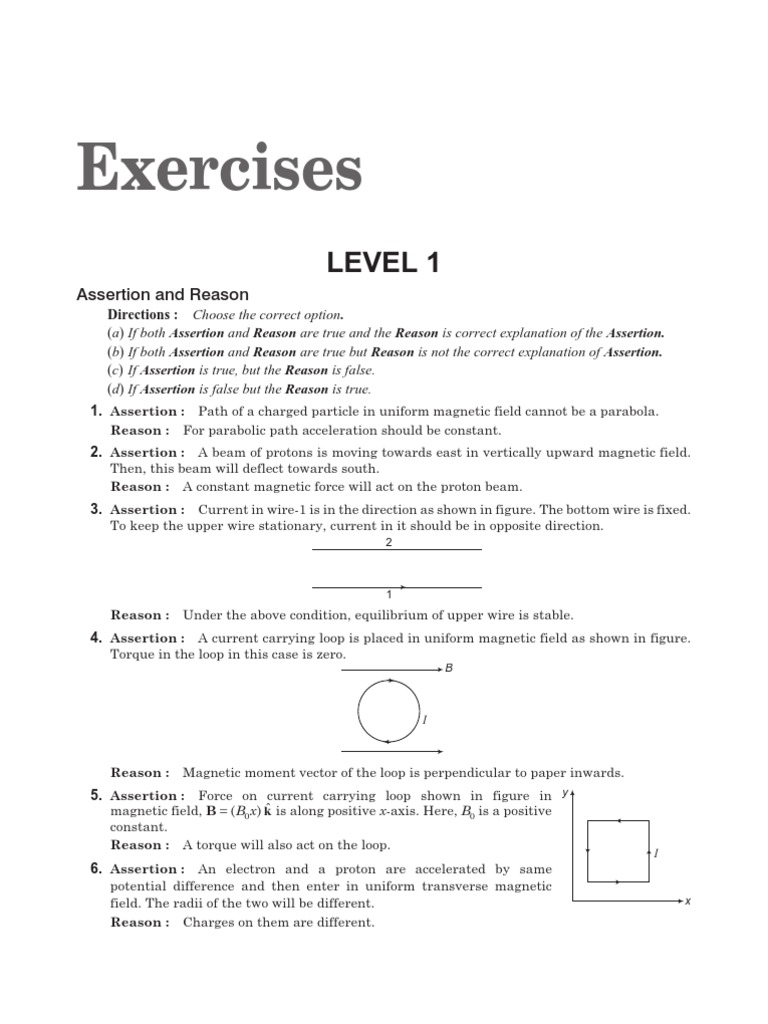 Assertion Reason Questions on Magnetism | PDF | Magnetic Field | Electron
