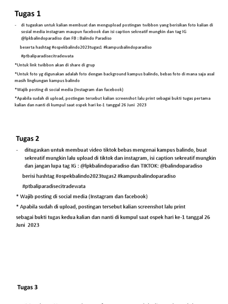 Tugas Ospek 2023 | PDF