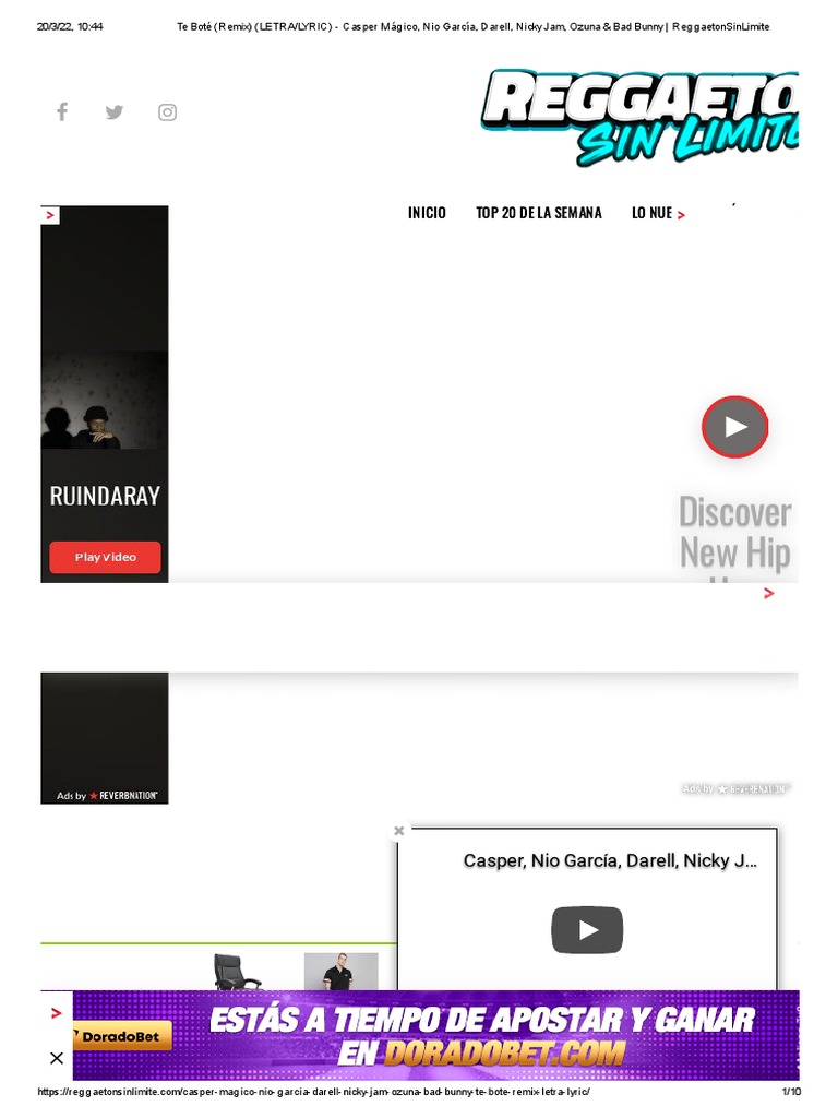 Te Boté (Remix) (LETRA_LYRIC) - Casper Mágico, Nio García, Darell ...