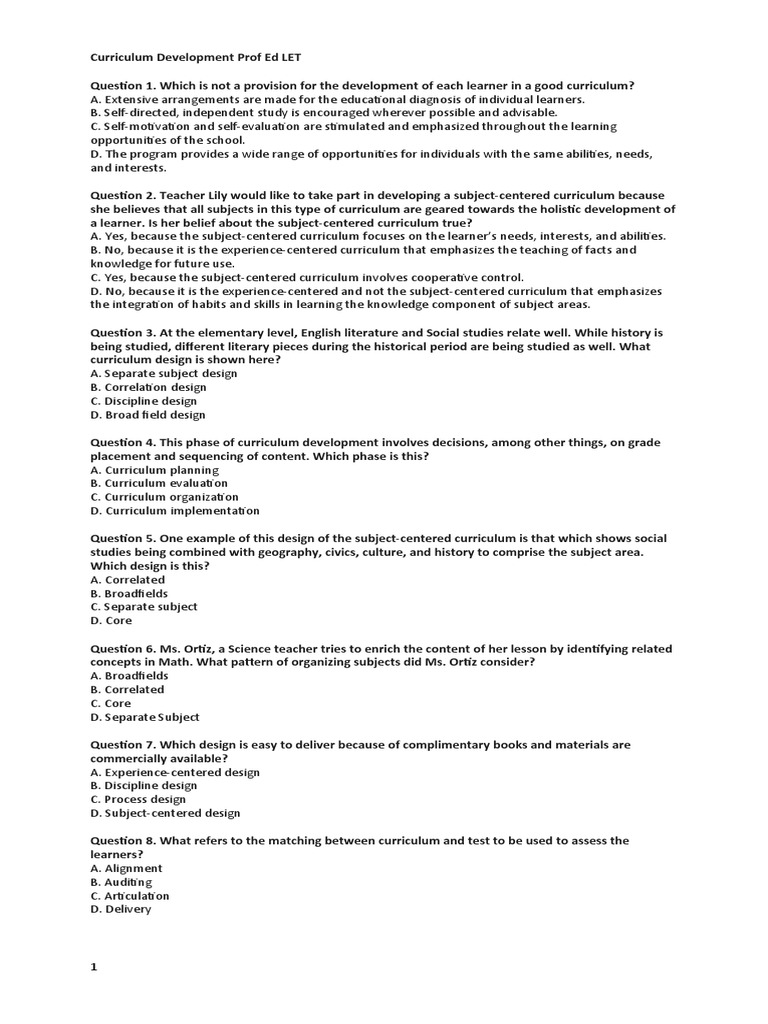 Curriculum Development LET Review Guide | PDF | Curriculum | Learning