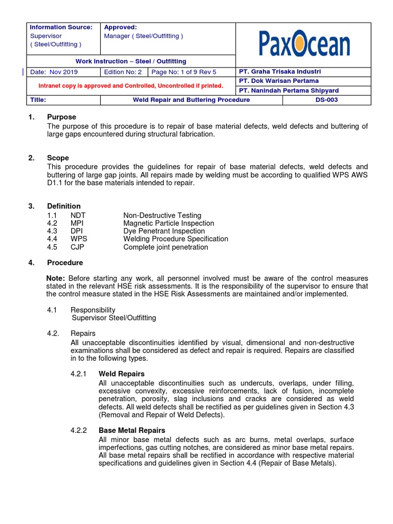 Weld Repair and Buttering Guidelines | PDF | Welding | Construction