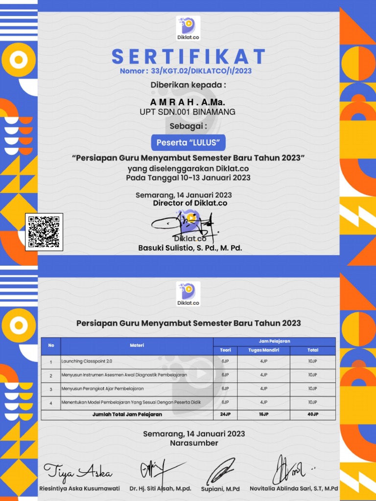Sertifikat Diklat 1 | PDF | Business | Technology & Engineering