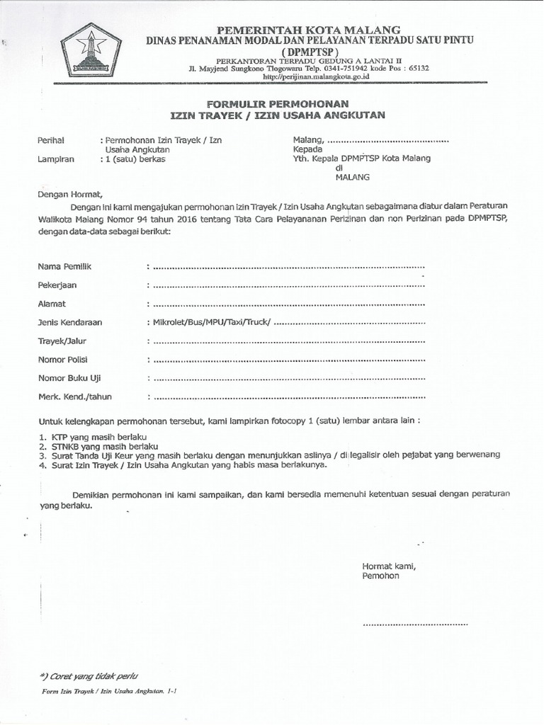 Izin Trayek Angkutan1 | PDF