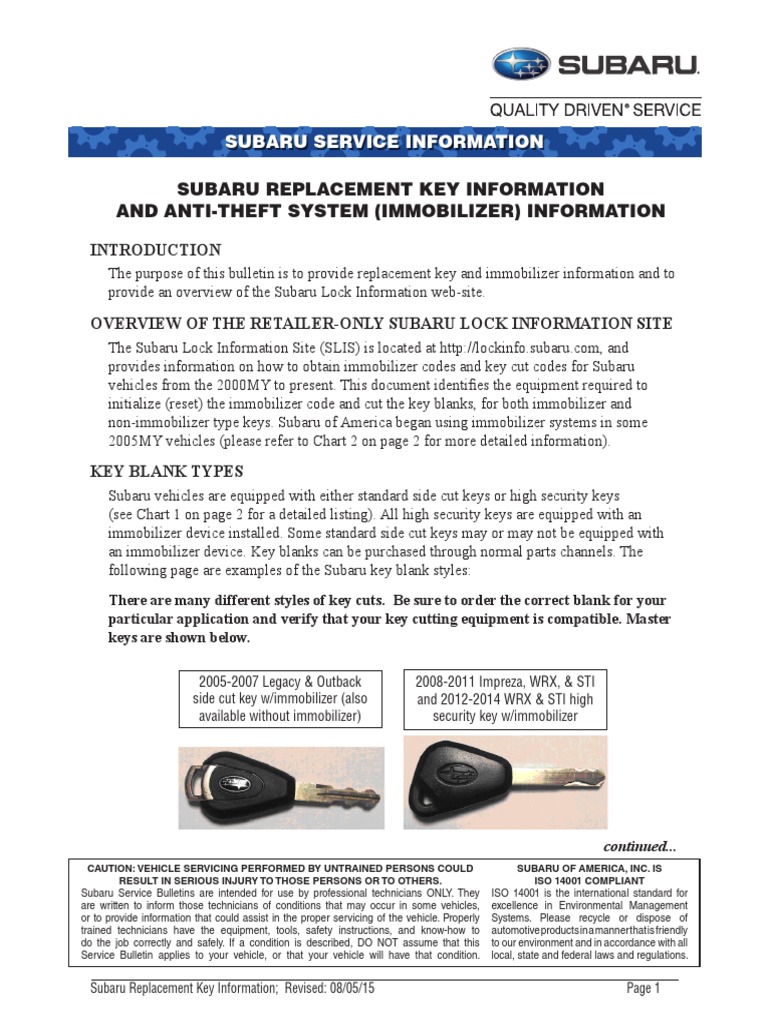 Subaru Replacement Key Info | PDF | Windows Xp | Personal Computers