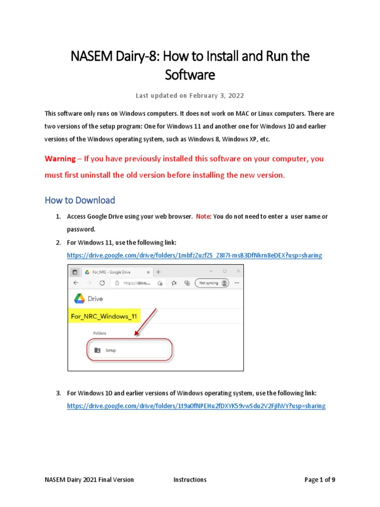 NASEM Dairy-8 Installation Guide | PDF | Installation (Computer ...
