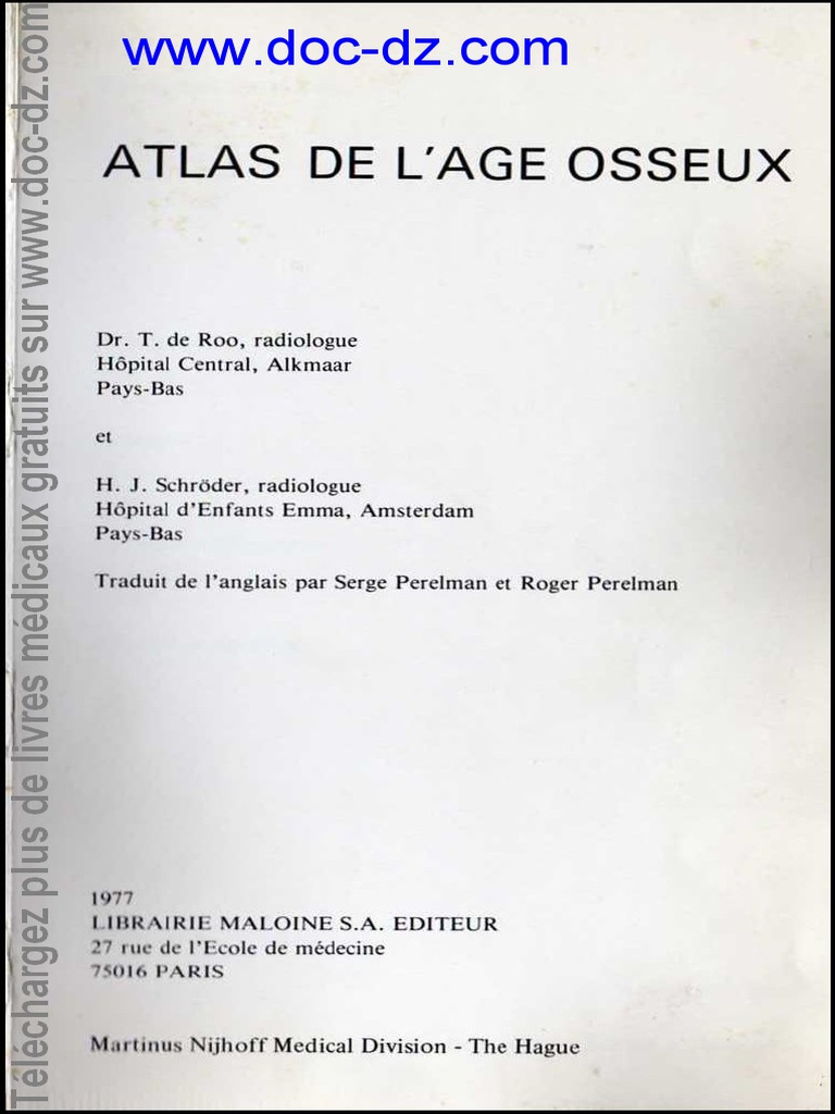 Atlas de L'age Osseux | PDF