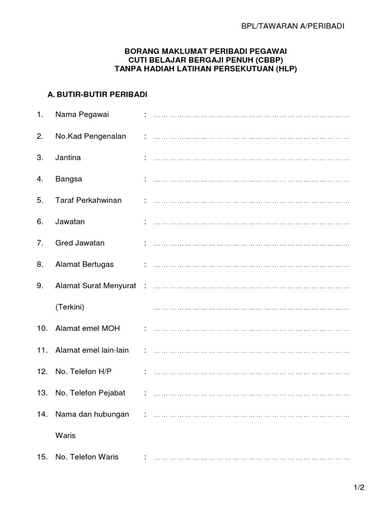 4) BORANG MAKLUMAT PERIBADI | PDF