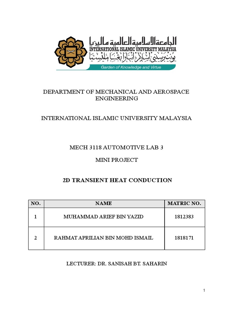 Group 1 - 2-D Transient Heat Transfer Project | PDF | Heat Transfer | Heat