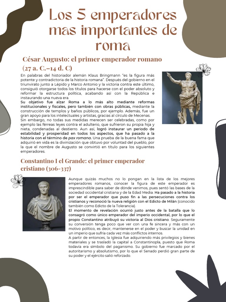 Los 5 emperadores mas importantes de roma | PDF | imperio Romano | Augusto