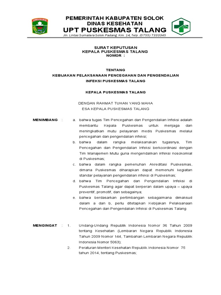 Contoh SK Ppi D Puskesmas | PDF