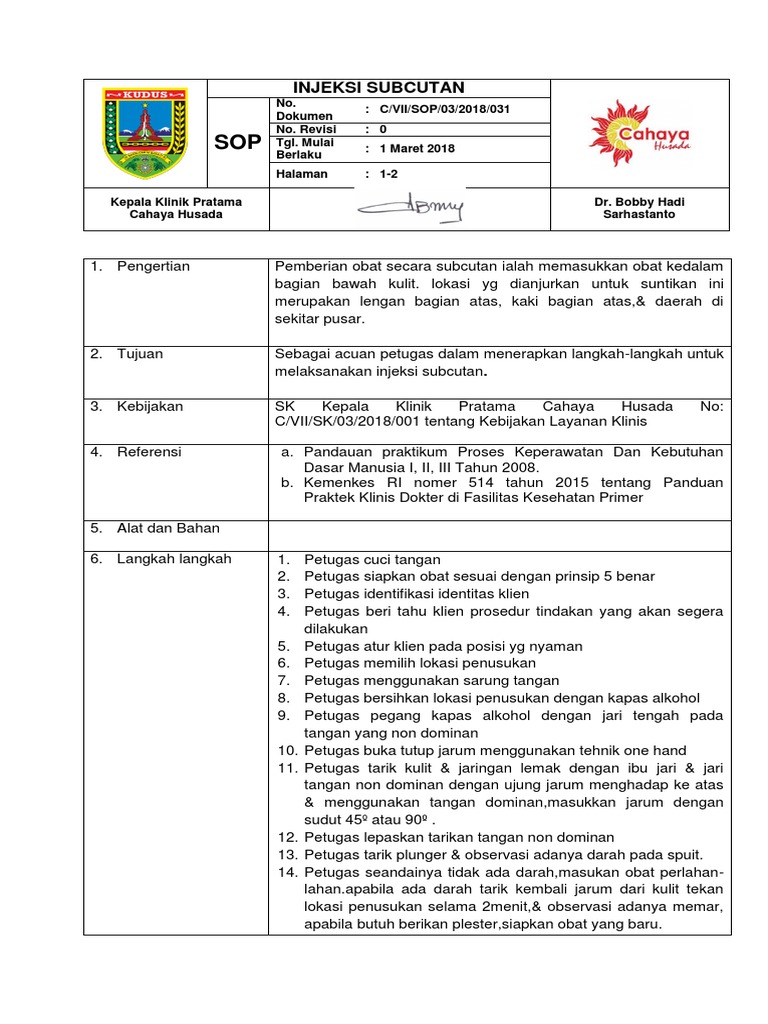 Sop Injeksi Subcutan | PDF