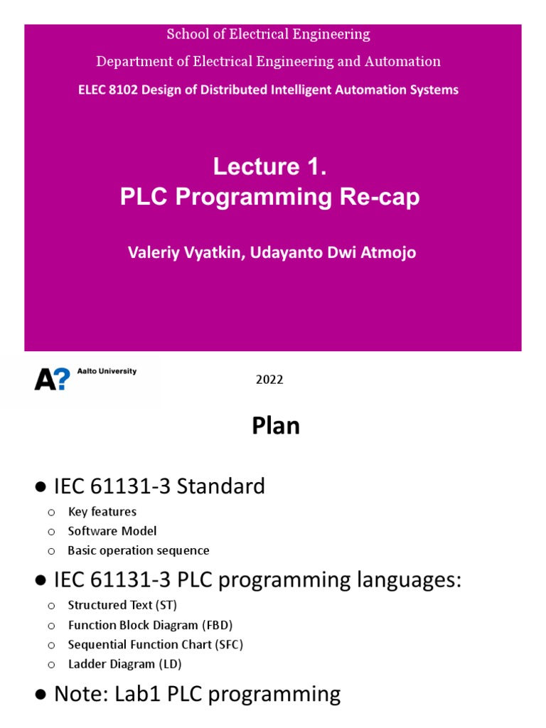 Lecture 1. Recap On PLC Programming | PDF | Programmable Logic ... Lecture 1. Recap On PLC Programming | PDF | Programmable Logic ...