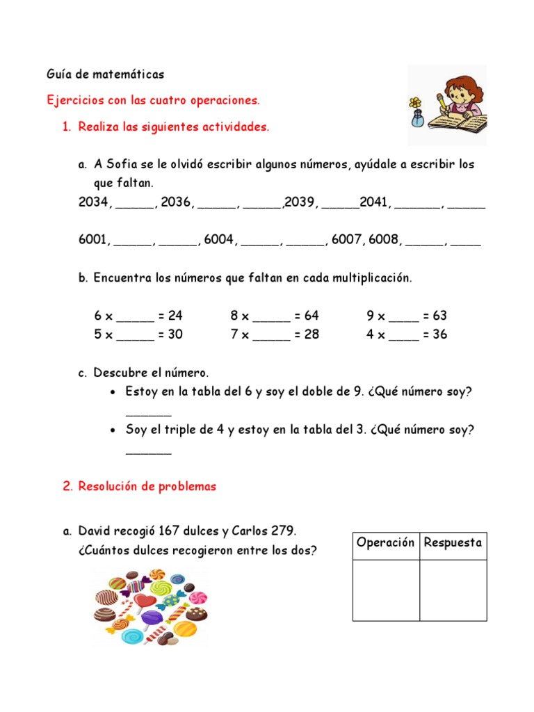 Ejercicios de las 4 operaciones básicas | PDF | Métodos y materiales de ...