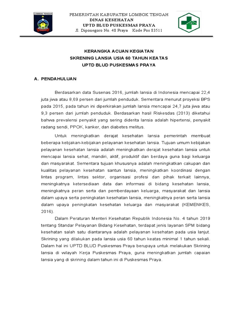 Kak Skrining Lansia | PDF | Pengembangan Diri